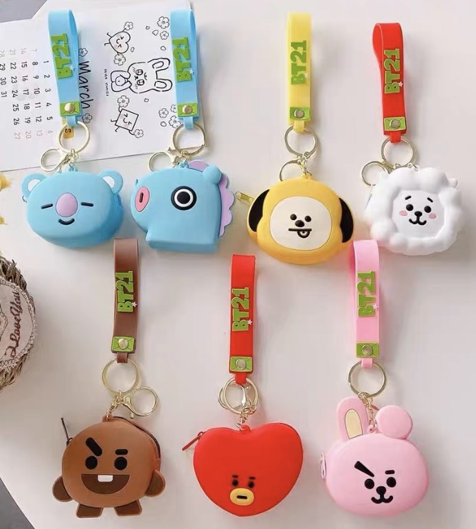 WTS Bts official bt21 coin pouch kpop jungkook v jimin jhope jin suga ...