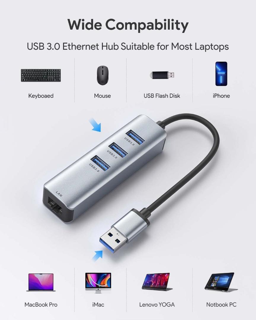 X Ablewe Usb To Ethernet Adapter In Aluminum Usb Ethernet Adapter With Rj
