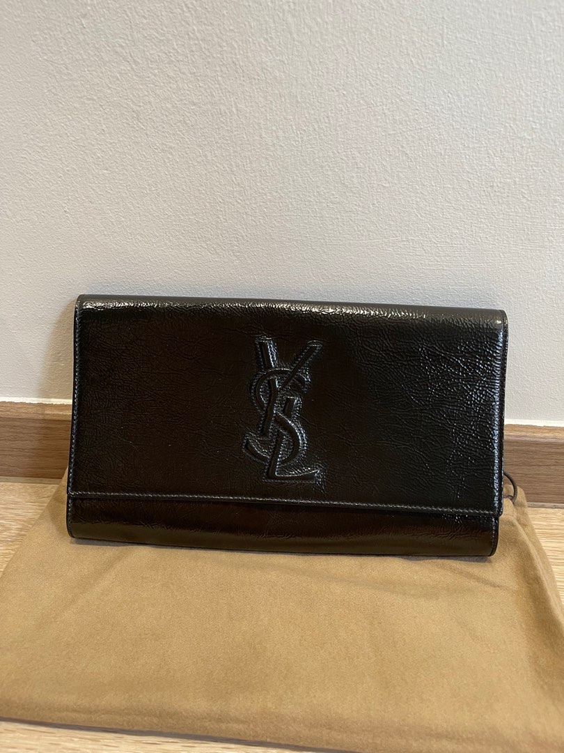 YSL patent leather clutch (black), Women's Fashion, Bags & Wallets ...