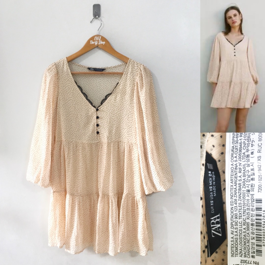 Zara Cream Babydoll dress, Women's Fashion, Dresses & Sets, Dresses on ...