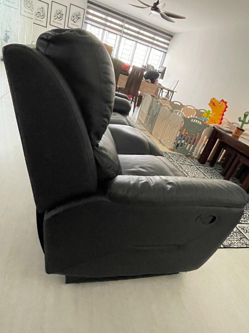 3 seater recliner sofa PVC leather, Furniture & Home Living, Furniture ...