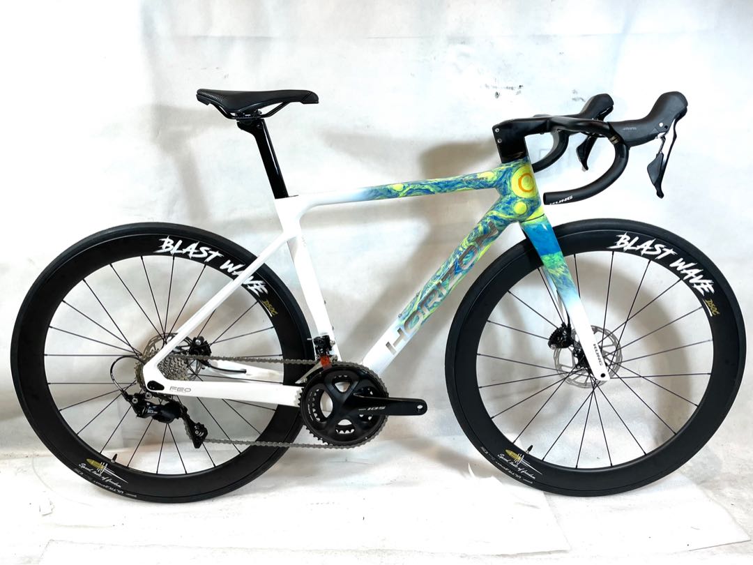 攻隊天際 梵高星月夜塗裝 碟剎公路車 kung horizon feo 7020 disc roadbike, 運動產品, 單車及配件, 單車 ...
