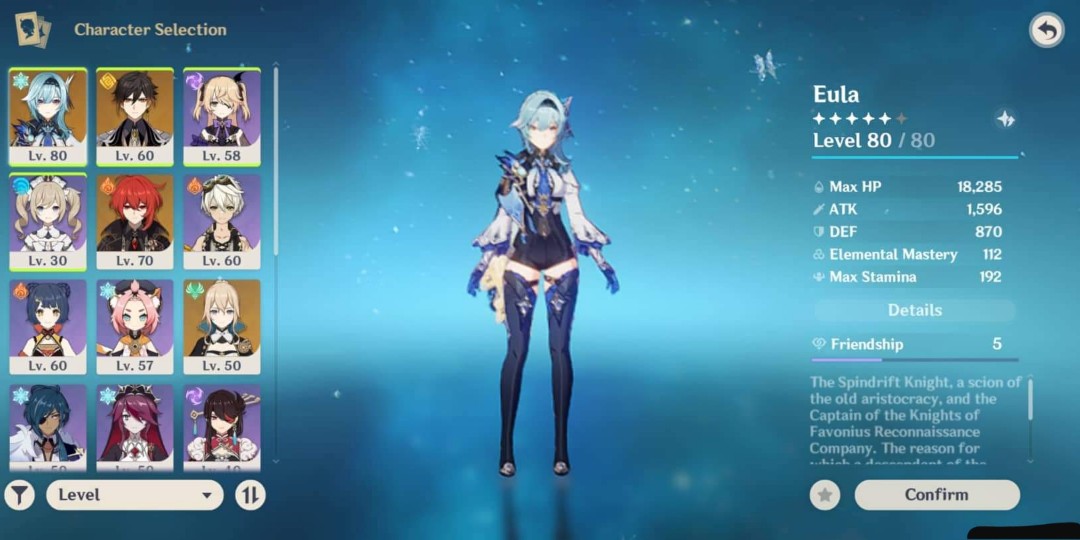 AR 45 C2 Diluc, Zhongli, Eula, Jean Genshin Impact account, Video ...