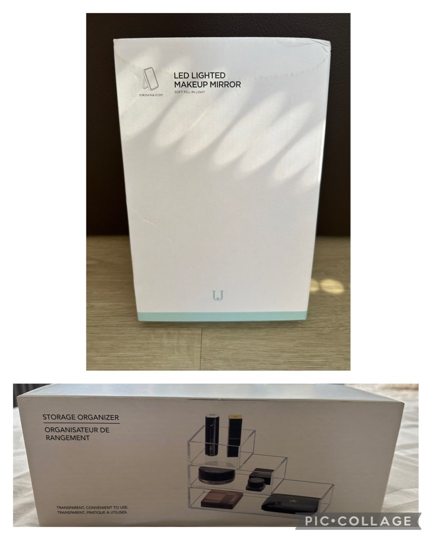 BNIB Jordan & Judy LED Lighted Makeup Mirror and 2 x Miniso Storage ...