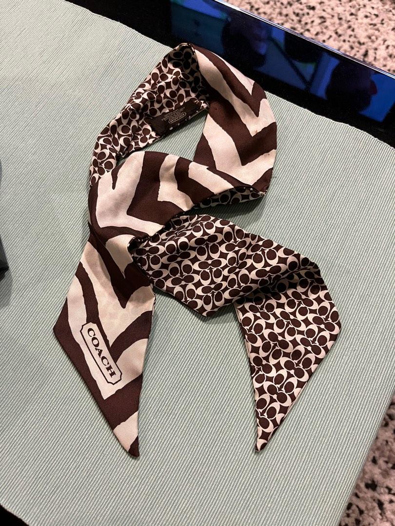 Coach Signature Print Silk Skinny Scarf, Women's Fashion, Watches ...