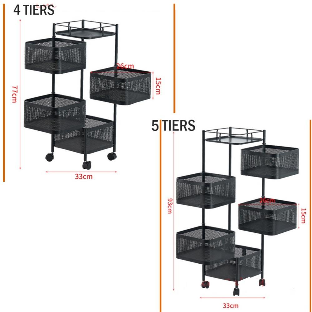 Cylindrical Kitchen Rotating Storage Box Basket Trolley Rack Vegetable ...