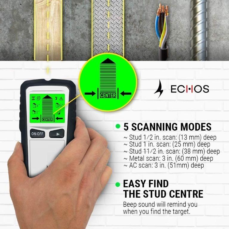 ECHOS (TH430) Stud Finder, Electric Stud Detector, 5-in-1 Mufti ...
