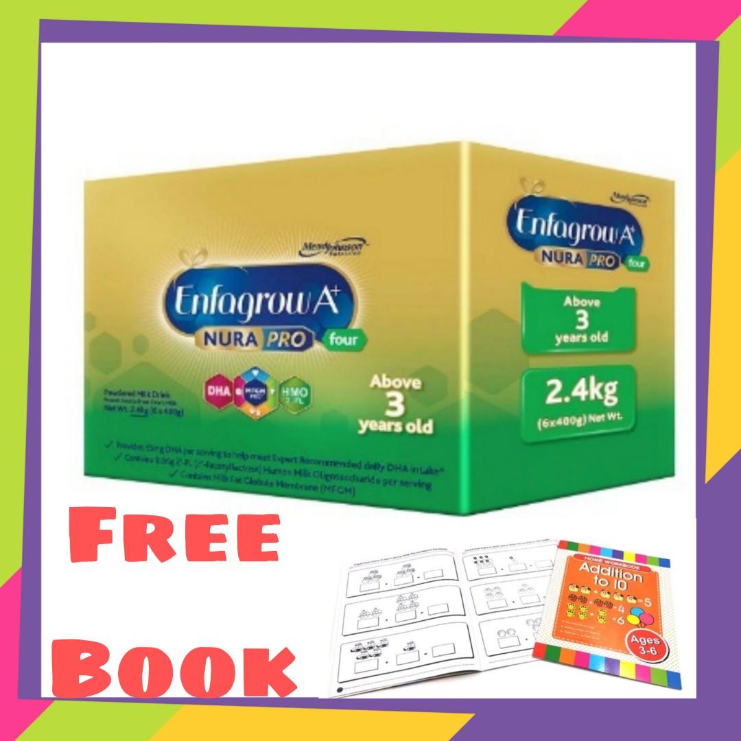Enfagrow four NuraPro 2.4 kg with free book, Babies & Kids, Nursing ...