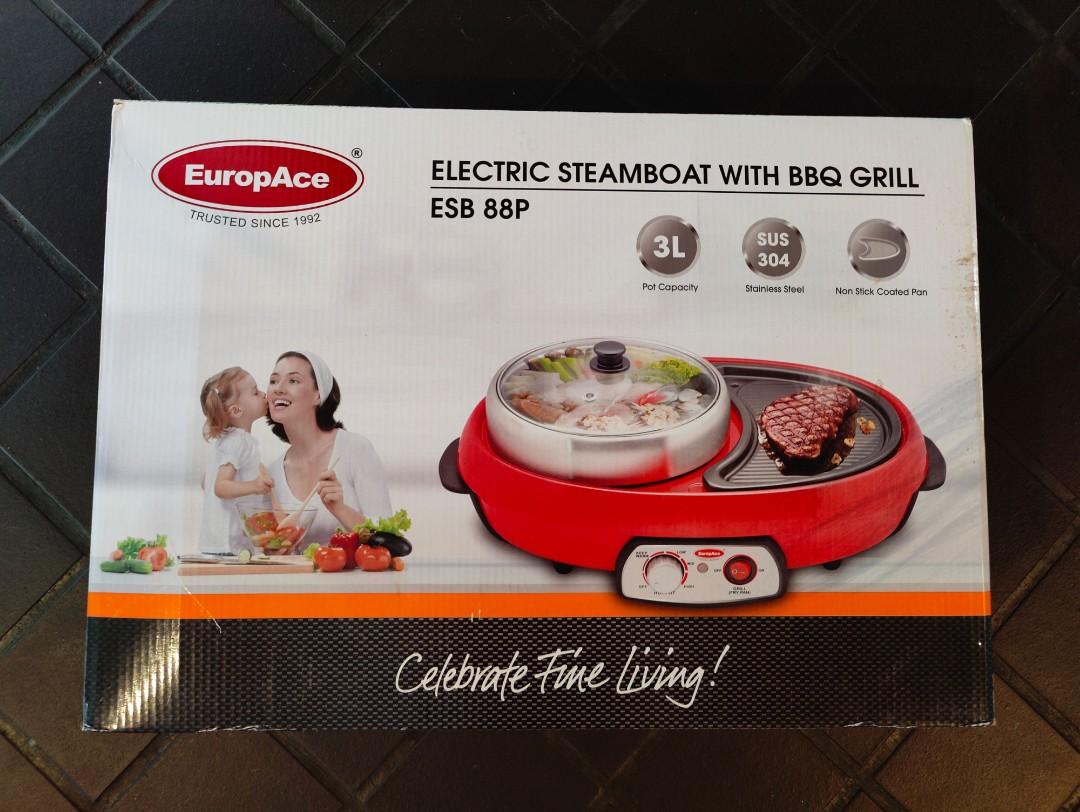 EuropAce Electric Steamboat with BBQ Grill ESB 88P, Furniture & Home ...