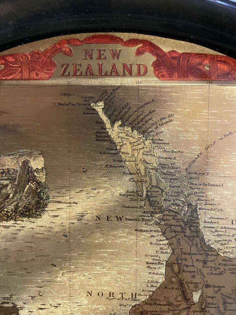 Fiord Land Gold Foil New Zealand Map Inlaid Serving Tray 23cm ...