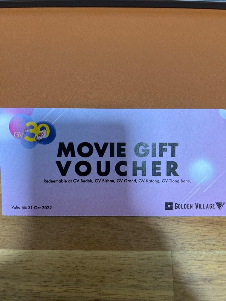 2 x Golden Village Movie Voucher - can use for Black Adam, Tickets & Vouchers, Vouchers on Carousell