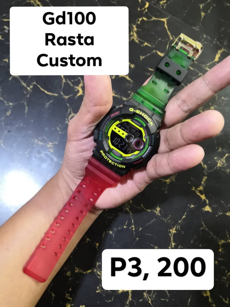 Gshock Gd100 Rasta Matte Jelly Custom, Men's Fashion, Watches ...