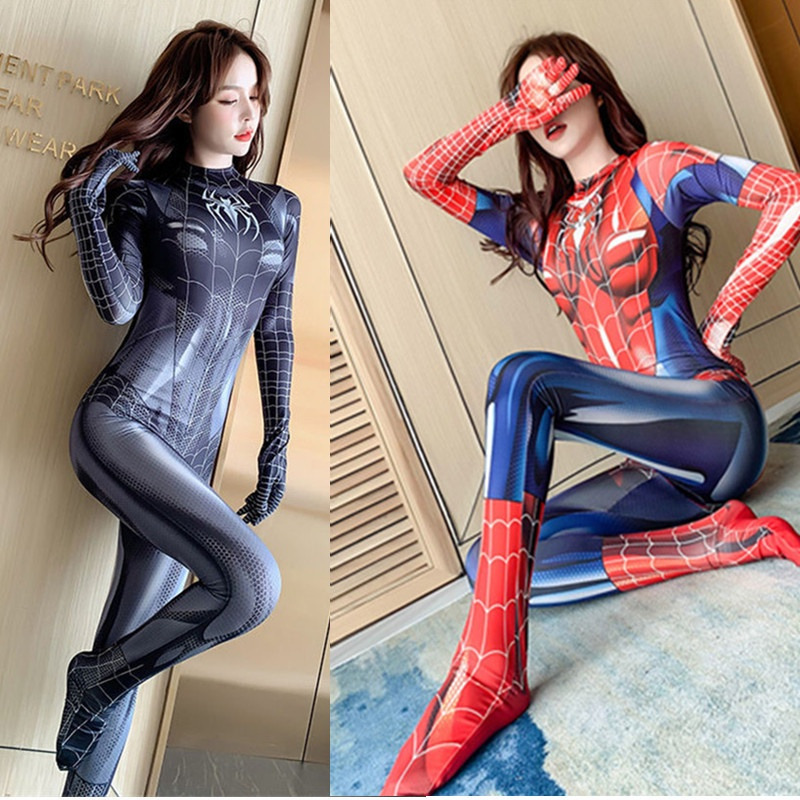 Halloween female spiderman tights MJ venom black symbiosis one-piece ...