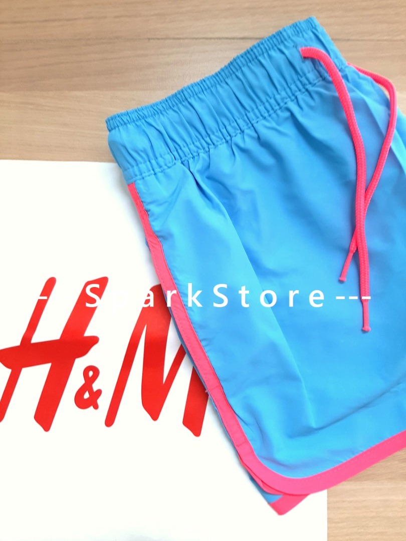 H&M Swimwear Celana Renang Pendek Biru Muda Pink, Fesyen Pria, Pakaian , Bawahan di Carousell