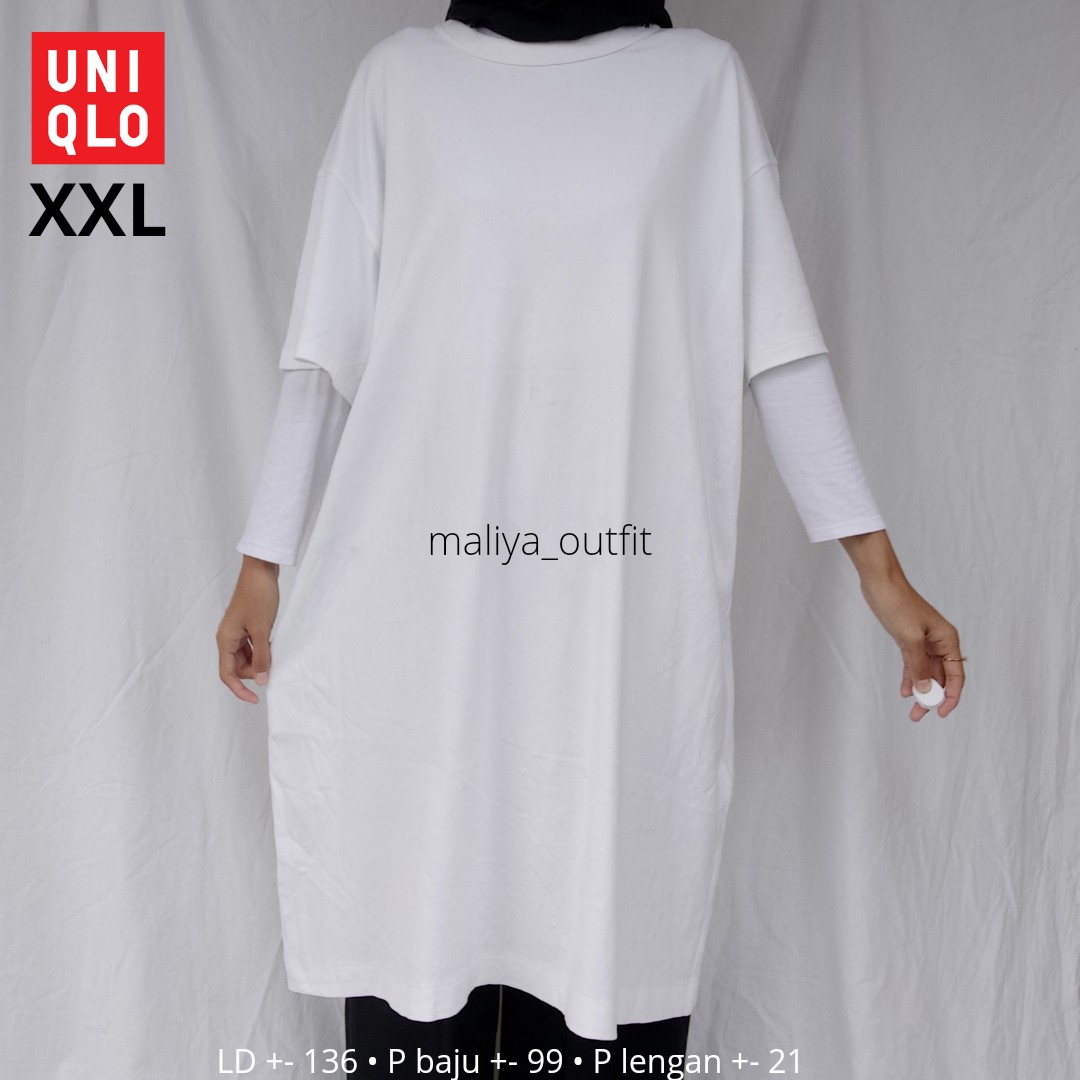 Inner midi dress warna putih Uniqlo, Fesyen Wanita, Pakaian Wanita ...