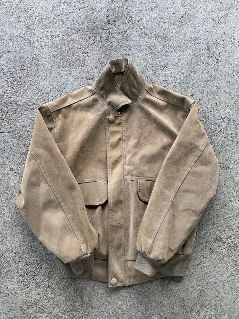 Italian textile group suede bomber jacket, Women's Fashion, Coats ...