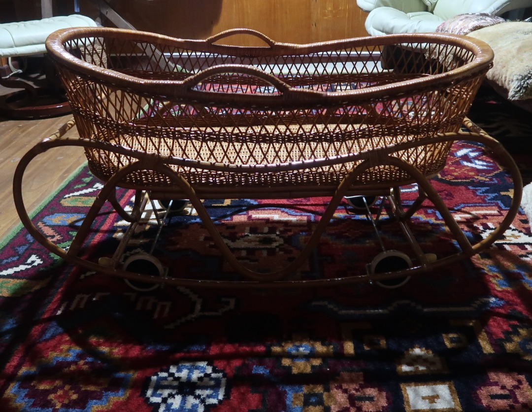 Japanese Rattan Baby Bassinet-Rocker, Babies & Kids, Baby Nursery ...