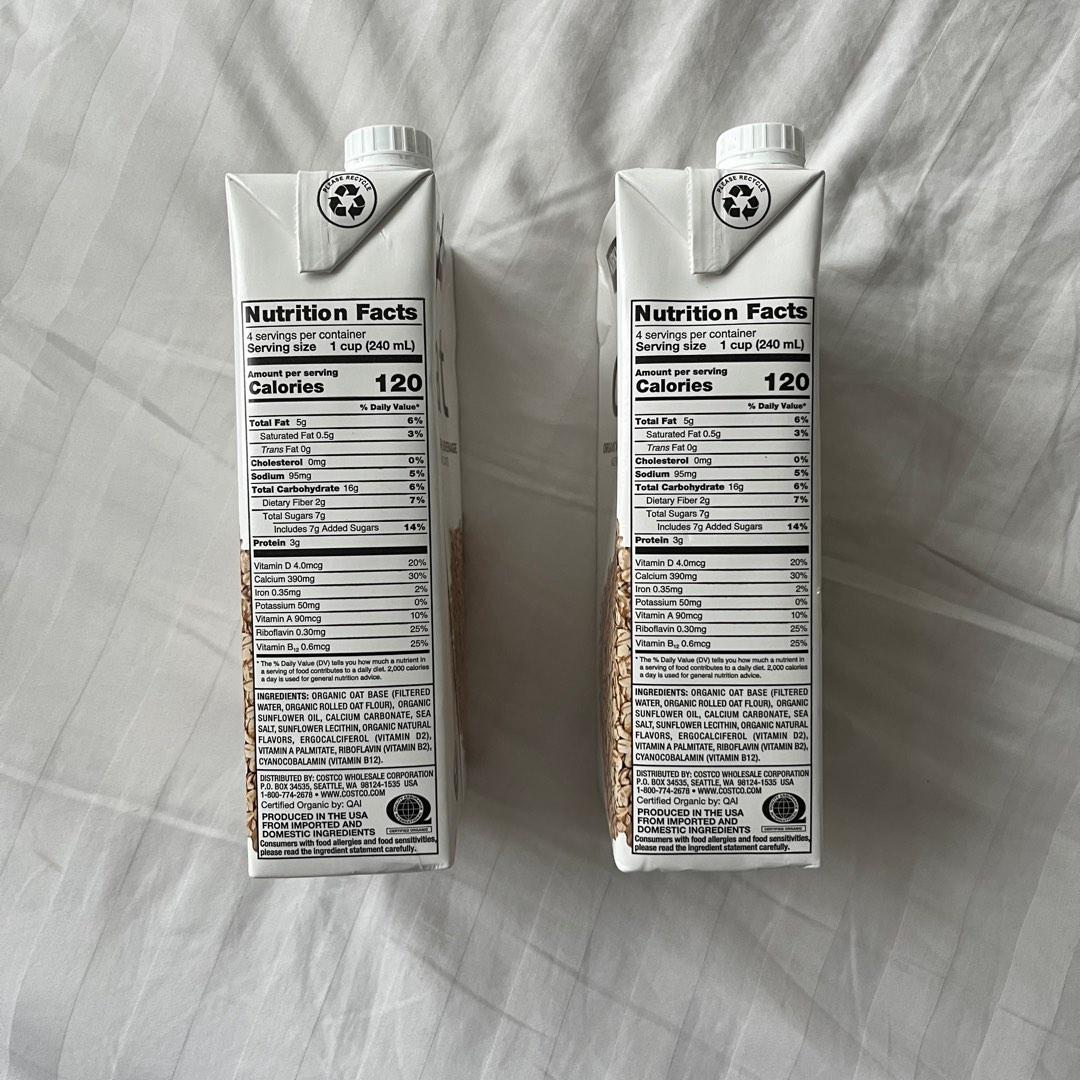 KIRKLAND SIGNATURE 100% Authentic Organic Unsweetened Oat Milk 946ML ...