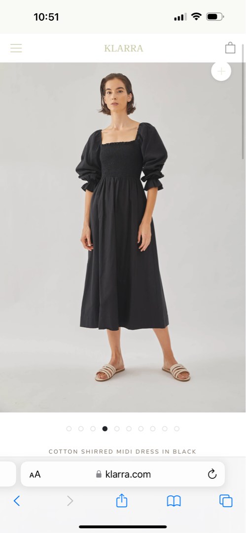 Klarra shirred midi dress in black, Women's Fashion, Dresses & Sets ...