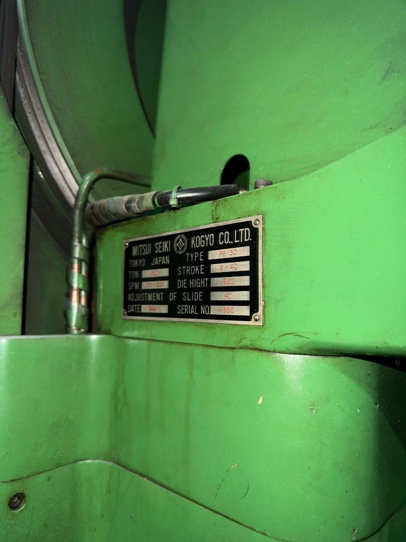 Mitsui Seiki Kogyo 30 ton PB30 stroke 8~40 high speed press working ...