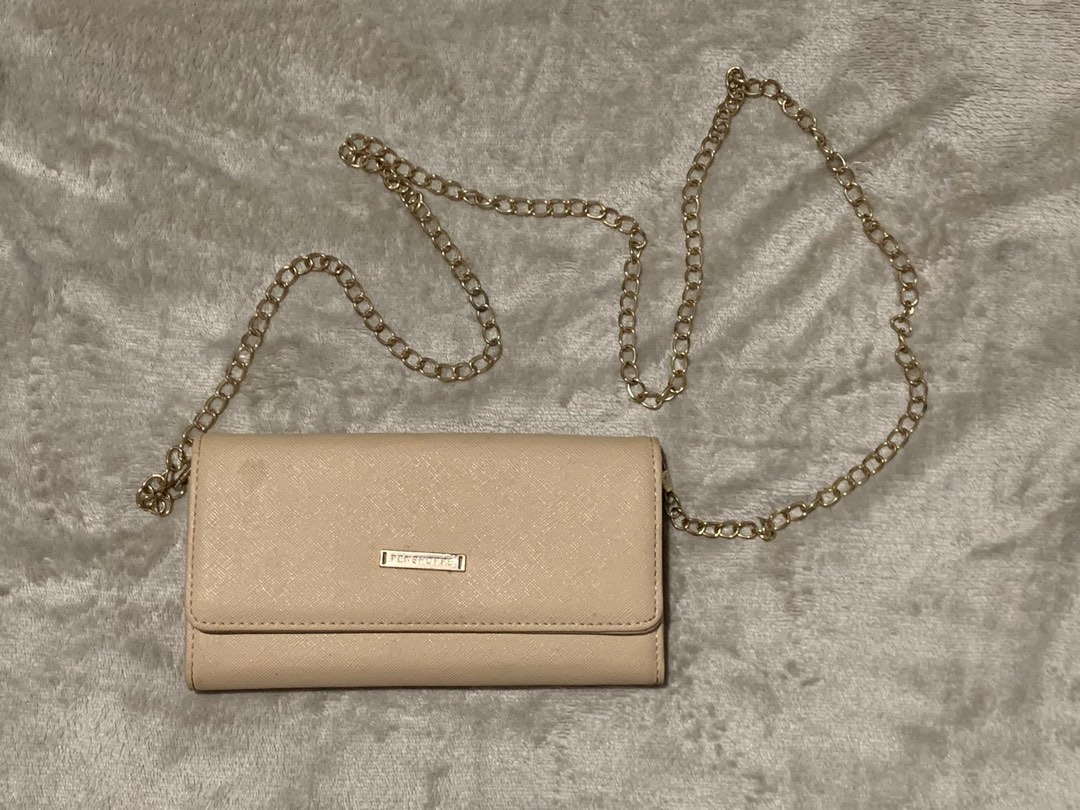 Penshopee Beige-colored Long Wallet with Sling, Women's Fashion, Bags ...