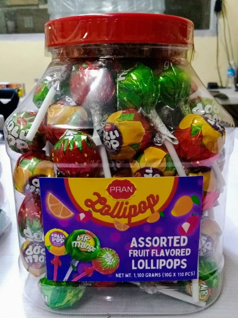 Pran Lollipop Assorted Fruit Flavored Lollipops (10 g x 110 pcs ...
