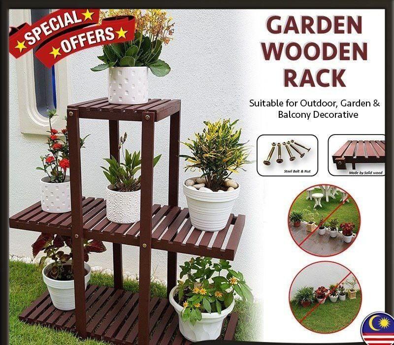 Rak kayu pasu bunga, Furniture & Home Living, Outdoor Furniture on ...