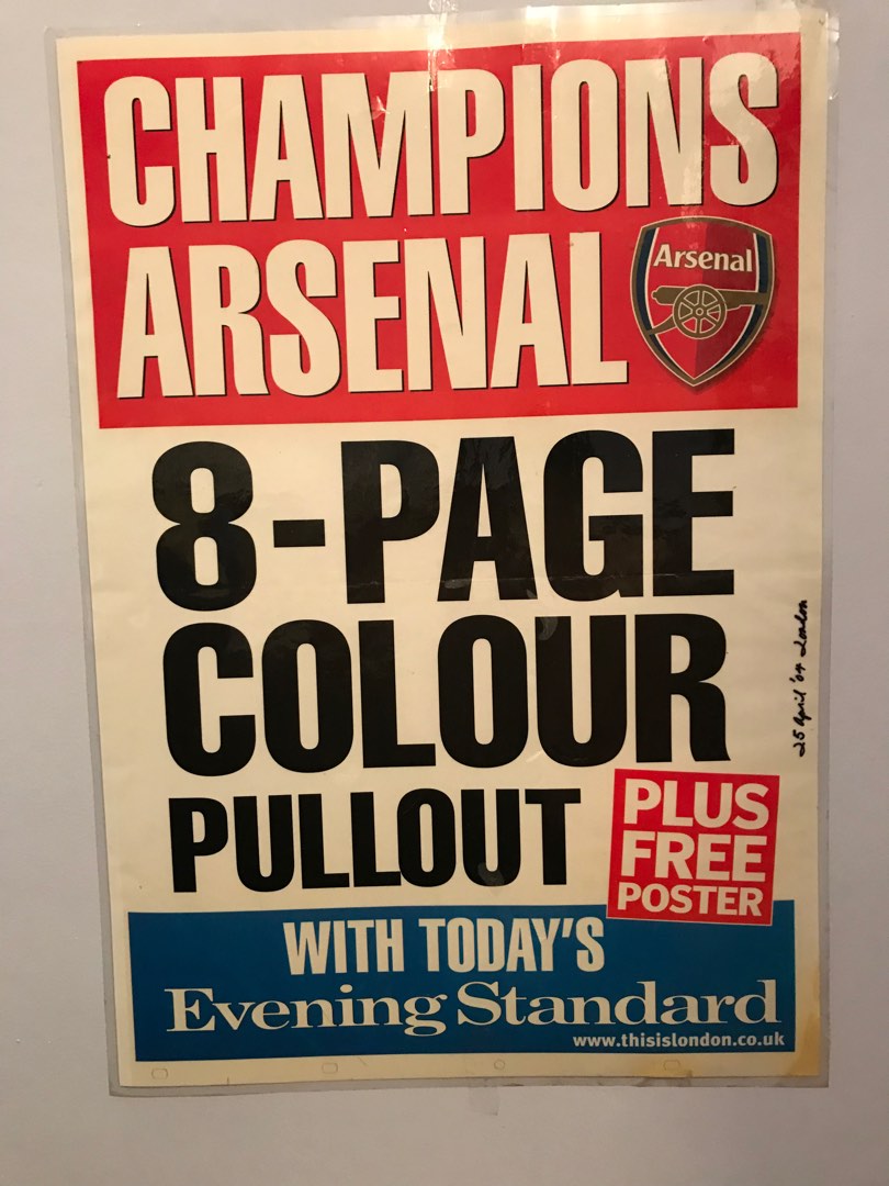 Rare Laminated Billboard of Arsenal Champions of the 2003/4 Premier ...
