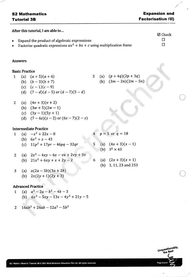 Sec 2 Math MindStretcher / Secondary 2 Mathematics notes and practices ...