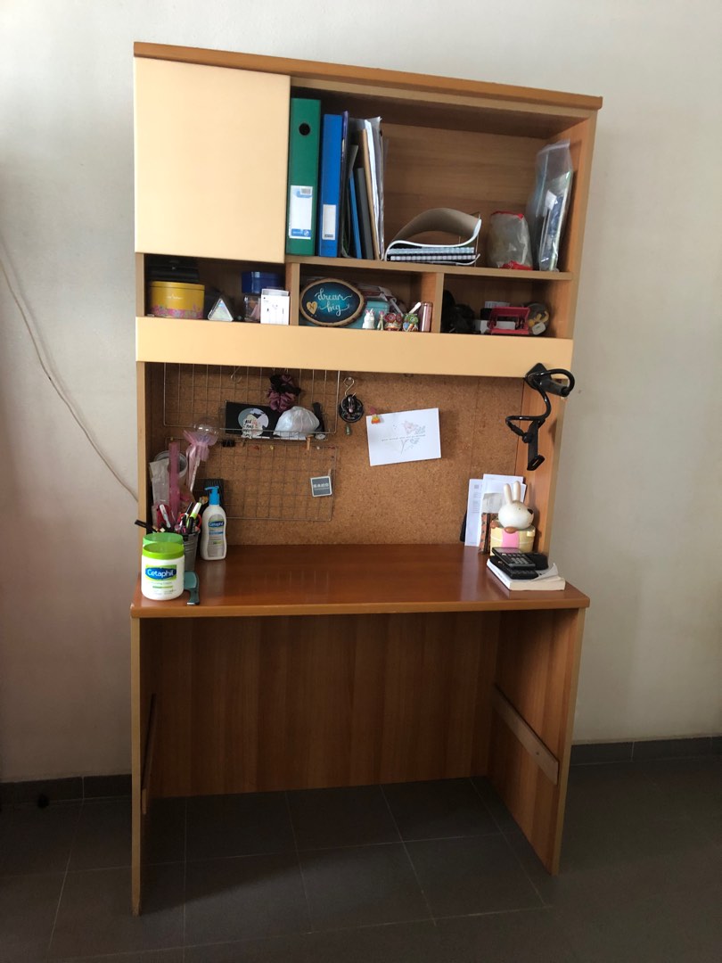 Vintage Study Table With Display Cabinet, Furniture & Home Living ...