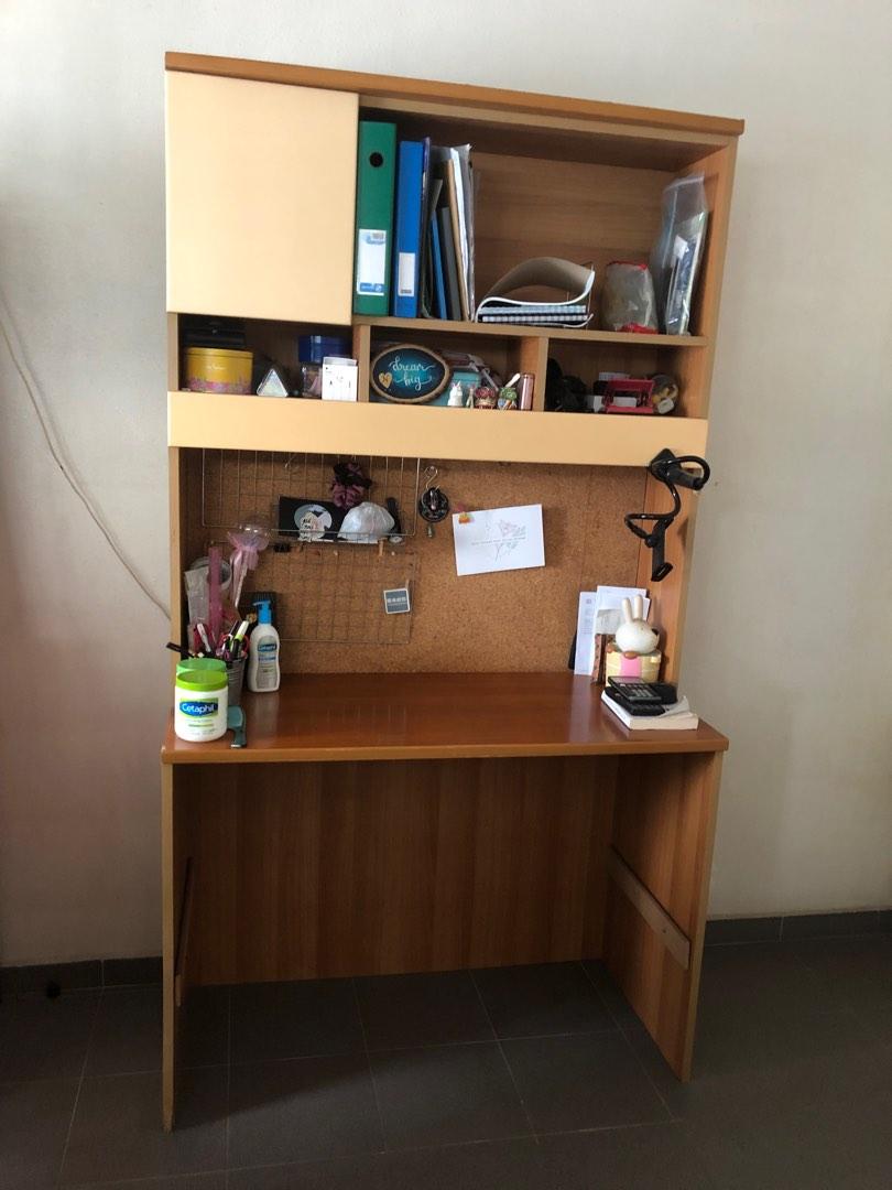 Vintage Study Table With Display Cabinet, Furniture & Home Living ...