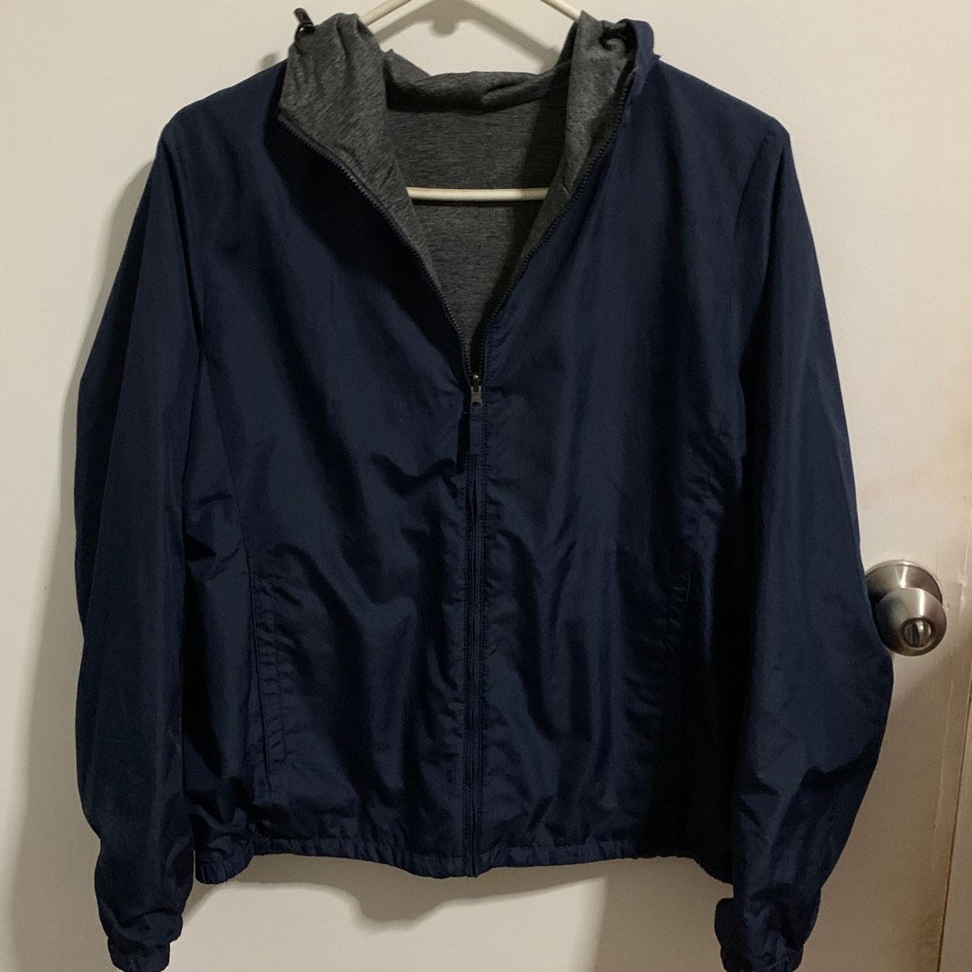 UNIQLO Navy Blue Reversible Parka Jacket, Women's Fashion, Coats ...