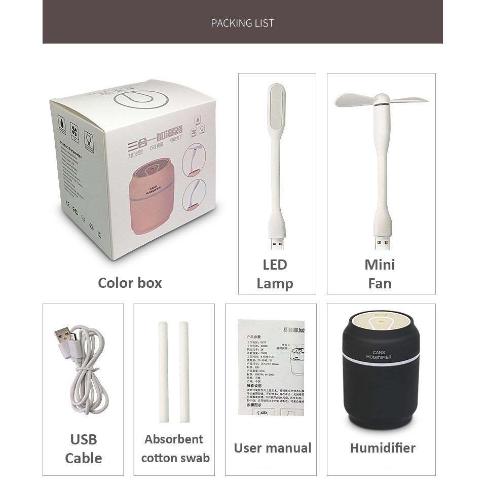 USB Cans Humidifier With LED Lamp 3in1 200ml, TV & Home Appliances, Air Purifiers ...