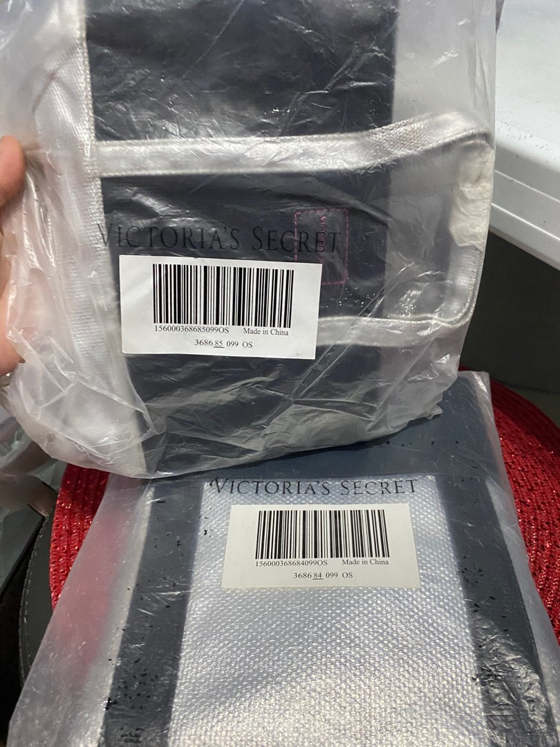 Victorias secret big and small silver tote bag set, Women's Fashion ...