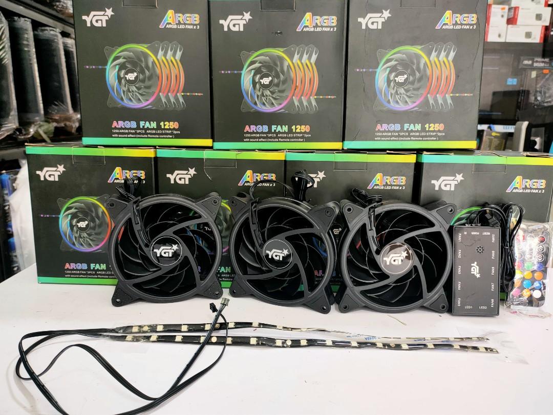 YGT Argb LED fan x 3 with Remote, Computers & Tech, Parts & Accessories ...