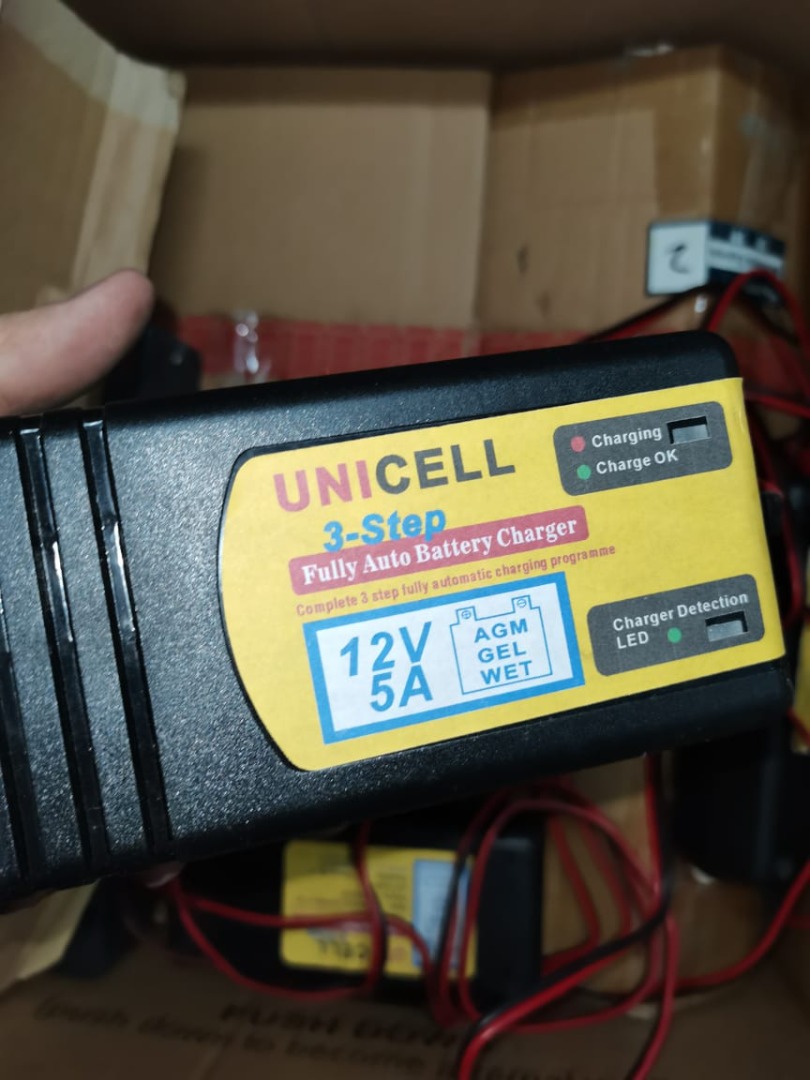 UNICELL 12V 5A 3 step auto battery charger for wet, agm, gel, sealed lead acid battery ...