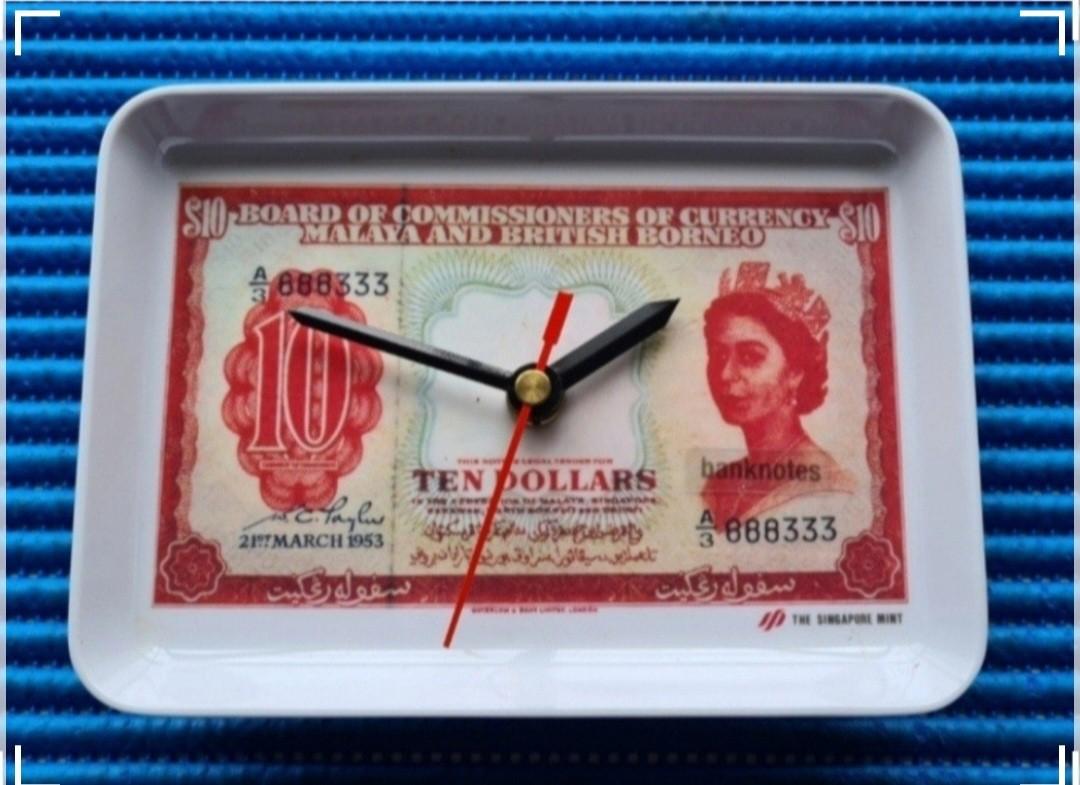 1953 Malaya and British Borneo $10 Note Queen Elizabeth II Clock by ...