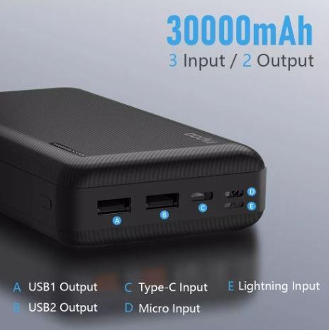 30000mah Fast Charge Power Bank Portable Battery Charger External PowerBox, Mobile Phones ...