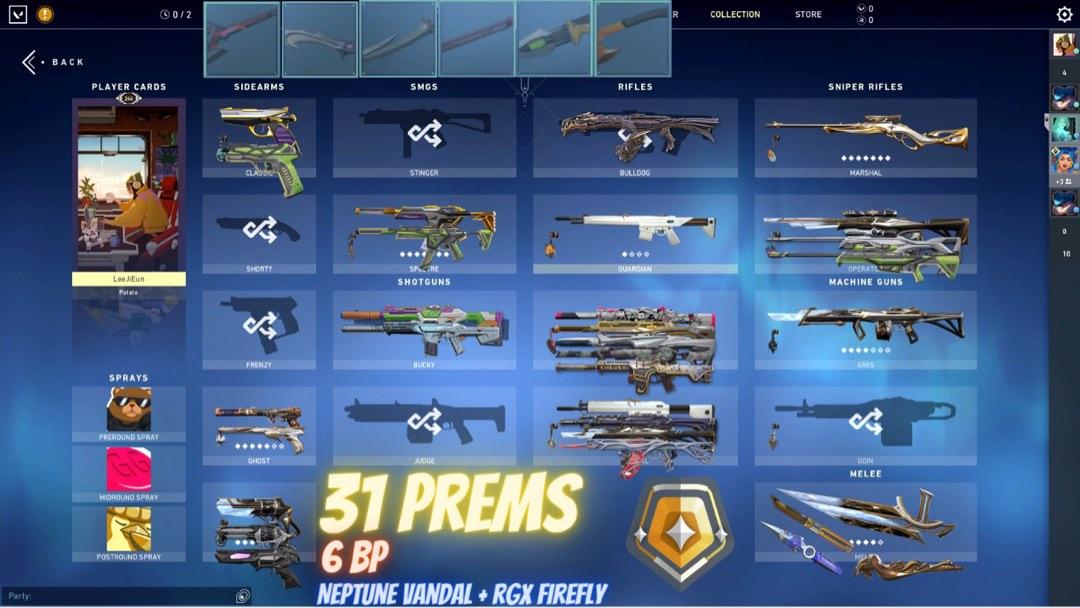 31 PREMIUMS RGX 2.0 BUNDLE + SOL BUNDLE + NEPTUNE VANDAL CHEAP VALORANT ...
