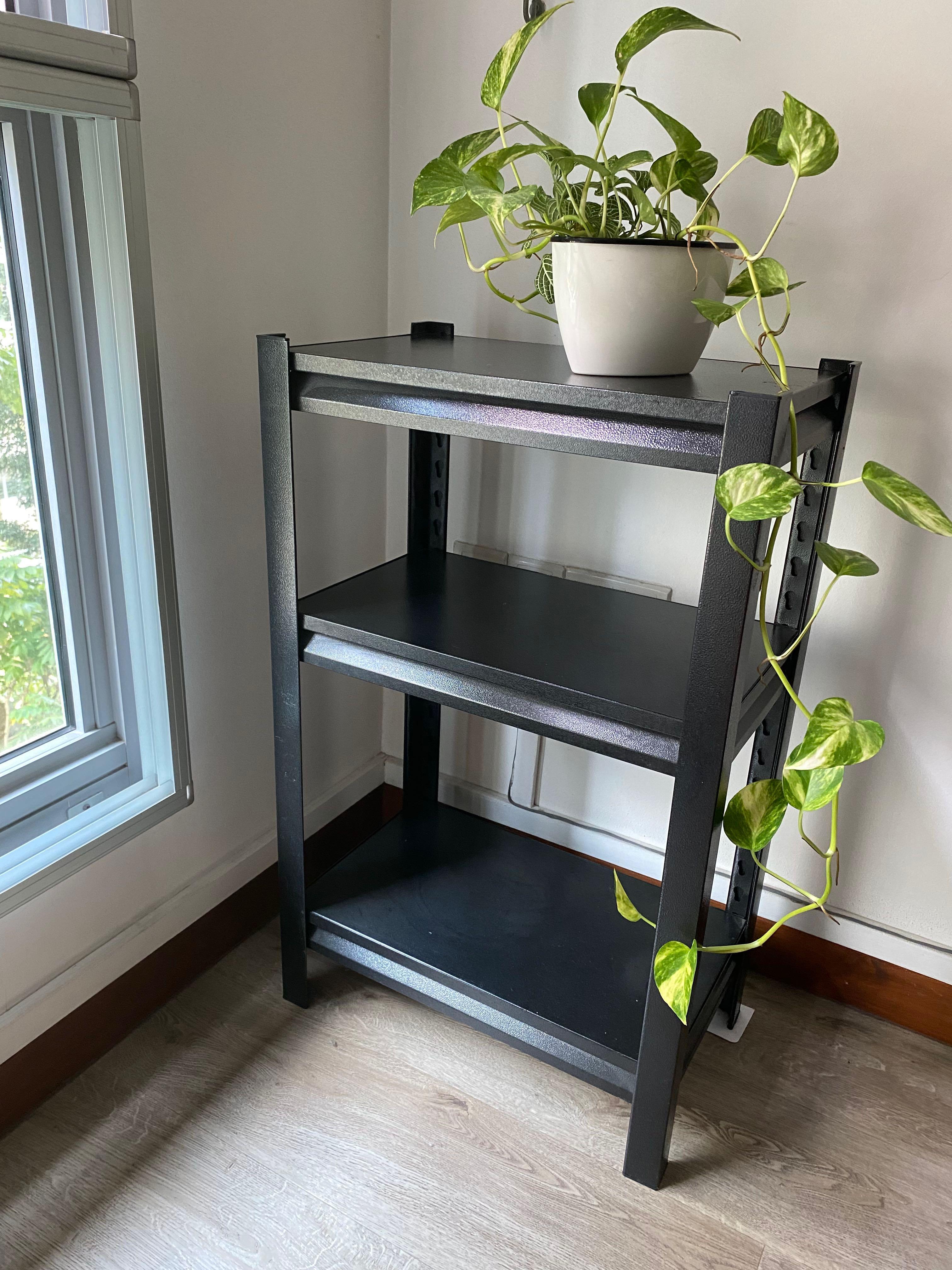 3 layer black metal rack (adjustable), Furniture & Home Living ...