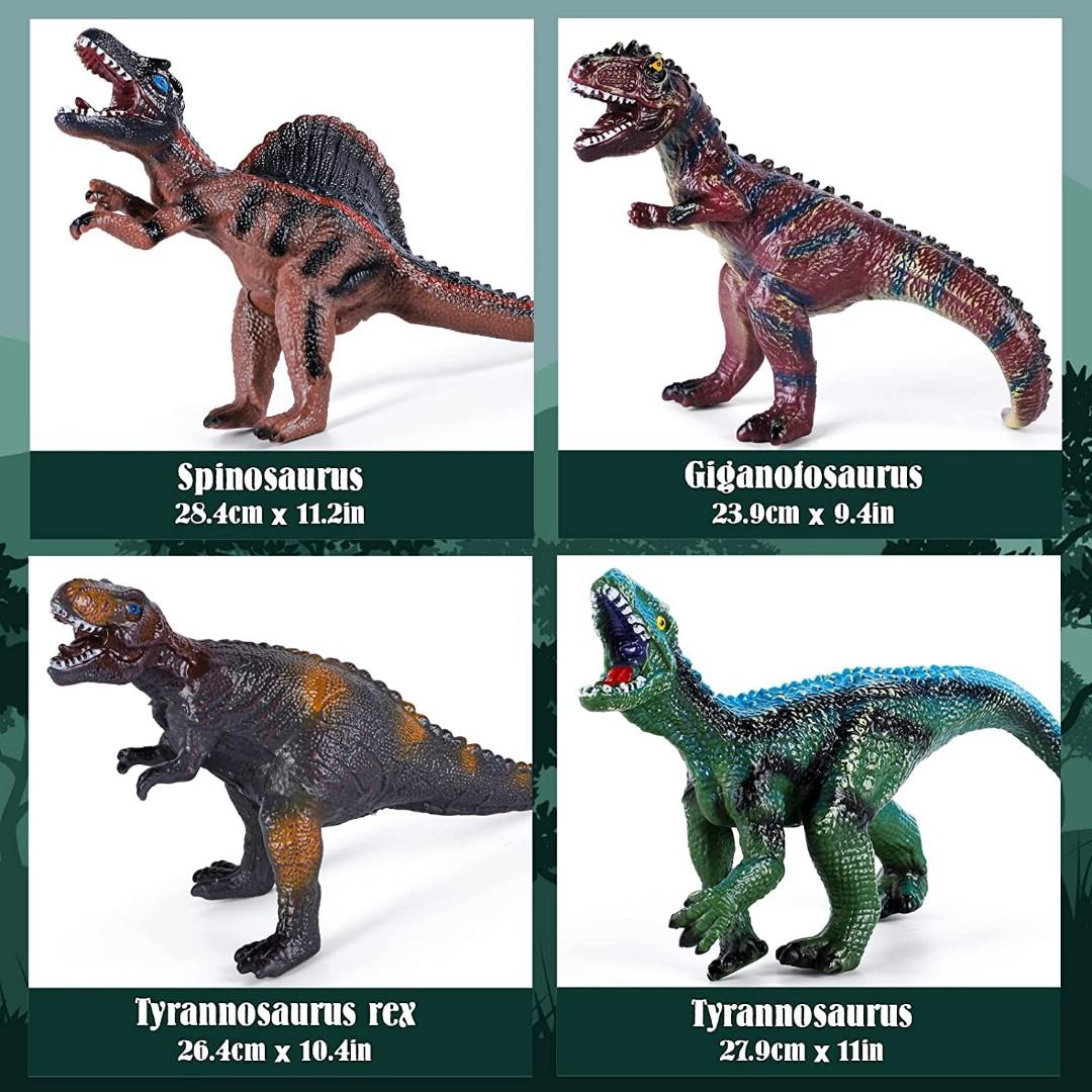 7 Piece Dinosaur Toys for Kids 3-5 5-7 with Mat | Large Soft Realistic ...