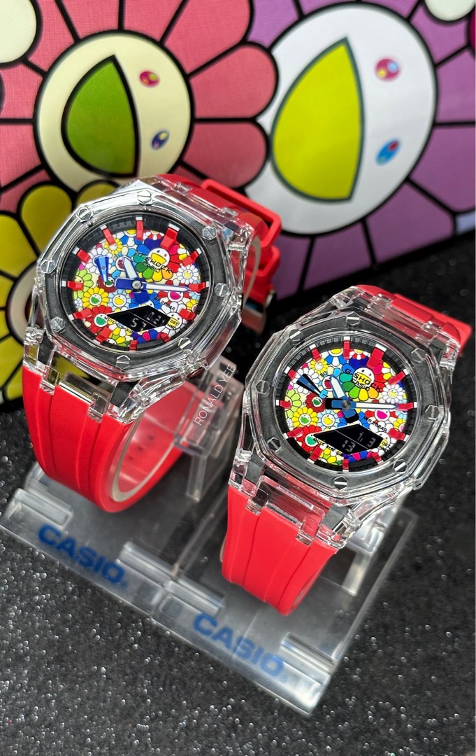 ️ ️ CasiOak 44mm and Mini Oak 42mm Custom Takashi Murakami Couple set ...