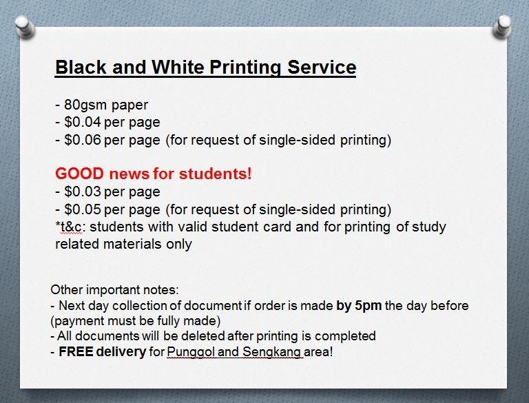 A4 B&W Printing and A4 Laminating Service (Students are welcome ...