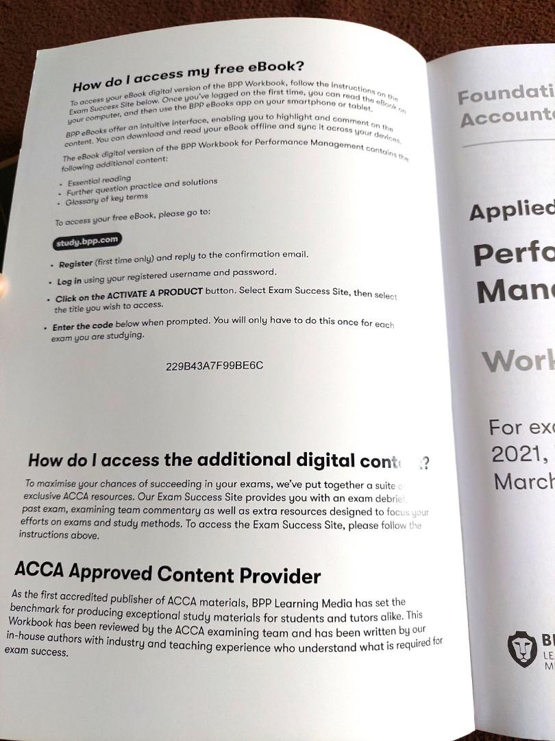 ACCA F5 Performance Management BPP Workbook, Hobbies & Toys, Books ... ACCA F5 Performance Management BPP Workbook, Hobbies & Toys, Books ...
