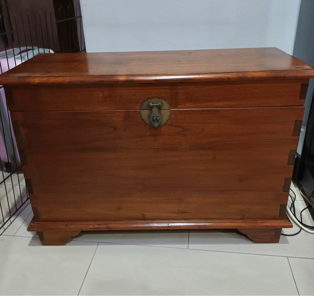 Antique teak wood box chest, Furniture & Home Living, Furniture ...