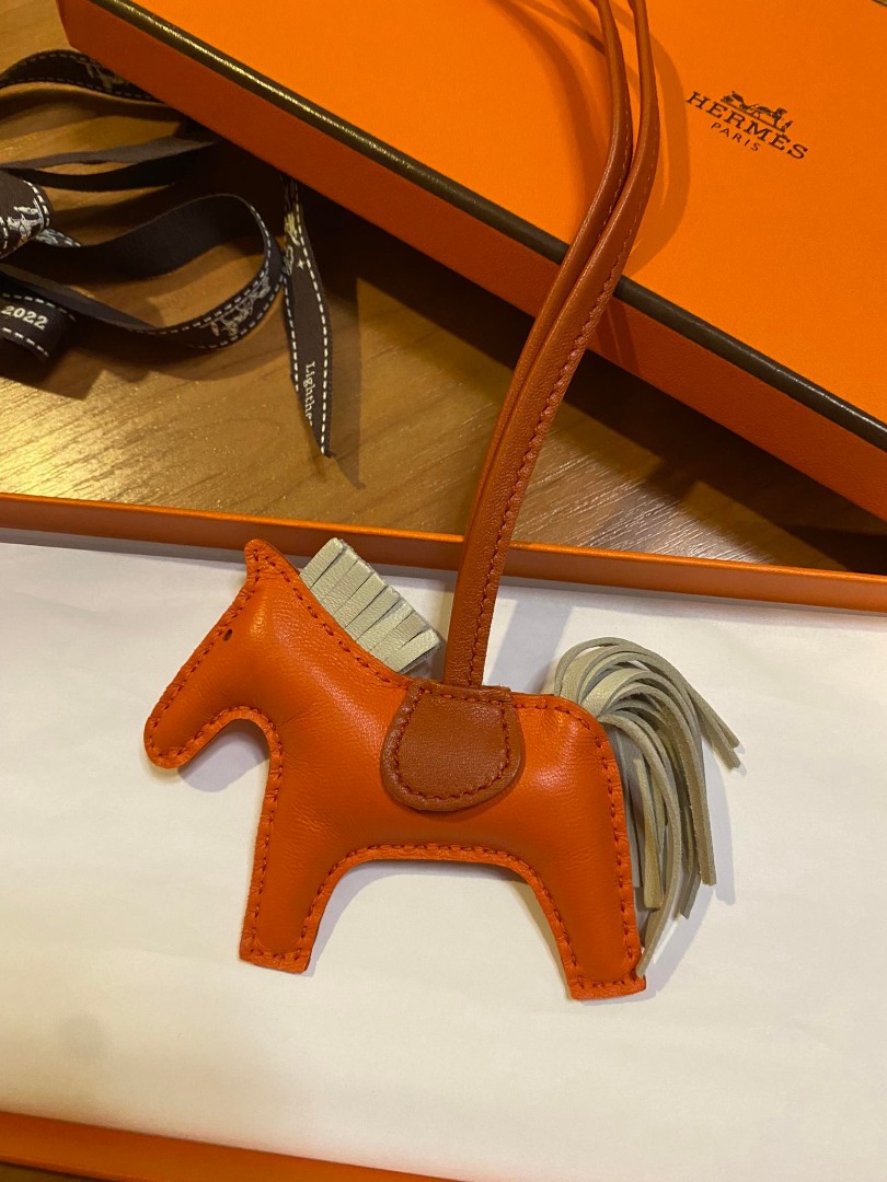 AUTH Hermes Rodeo Pm Orange Crae Bag Charm, Women's Fashion, Watches ...