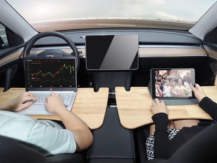 BRANDNEW TESLA MODEL 3 / Y foldable wooden table laptop tray, Car ...