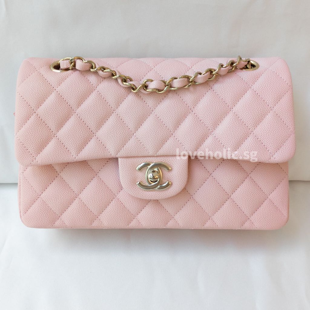 Chanel Classic Flap Small | 22B Light Pink Caviar Light Gold Hardware ...