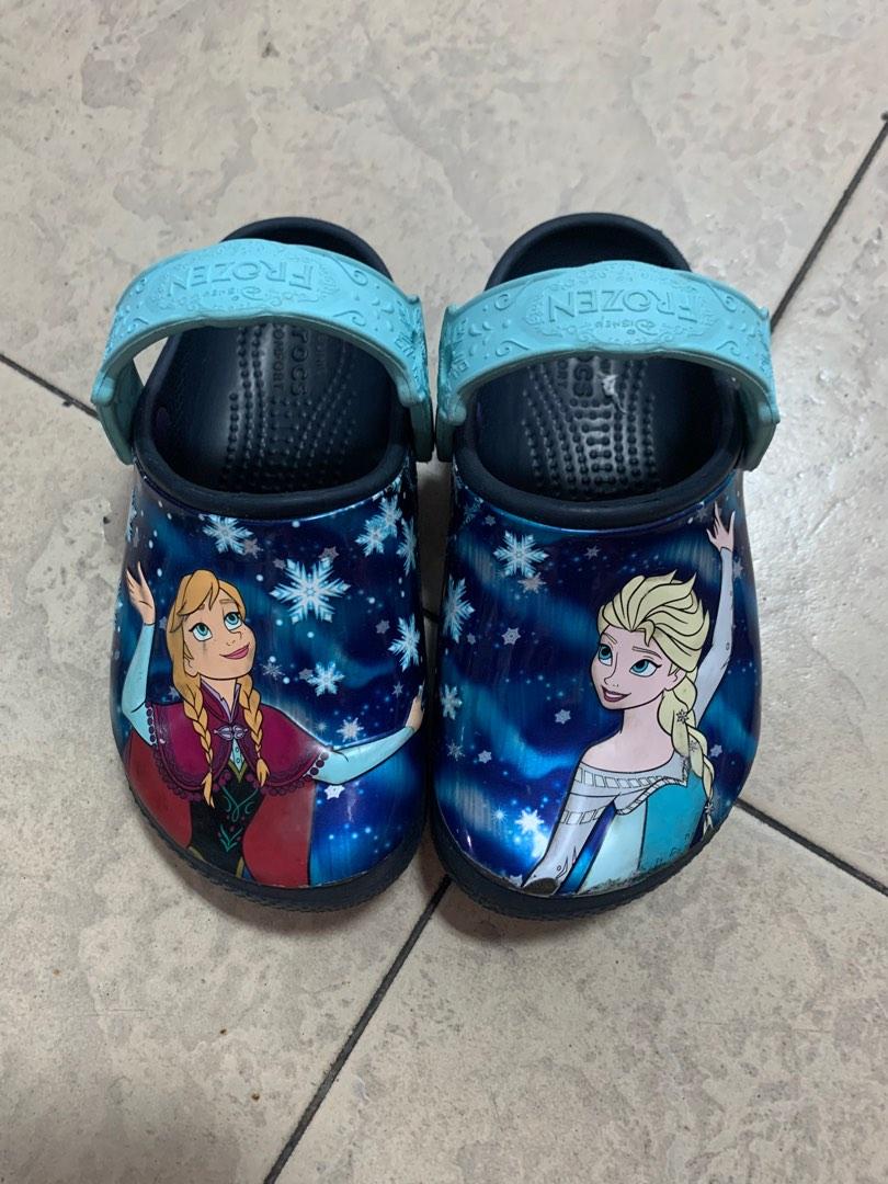 Crocs Fun Lab Frozen Clogs Navy, Babies & Kids, Babies & Kids Fashion ...