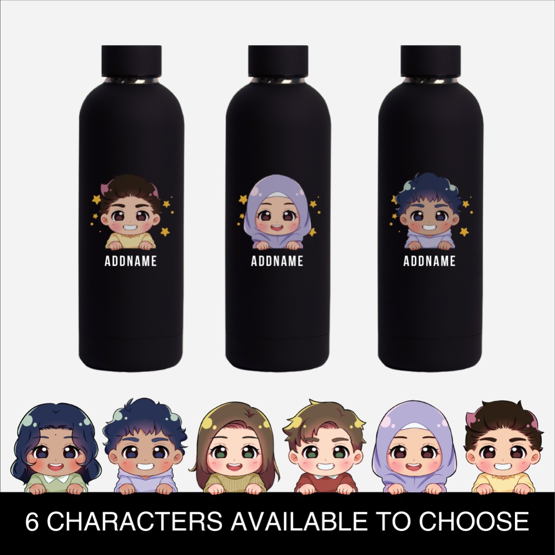 Customized Your Own Black Mizu 500ml Thermo Water Bottle [Chibi Me ...